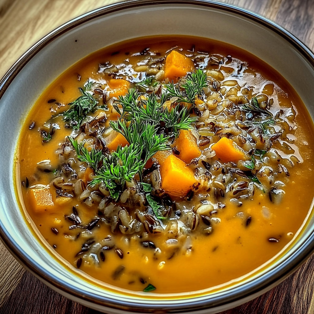 Simple Vegan Pumpkin Wild Rice Soup