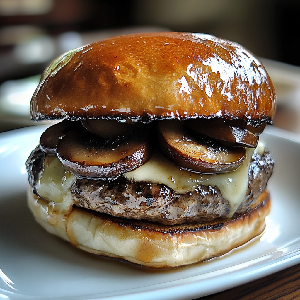 Ultimate Juicy Mushroom Swiss Burger